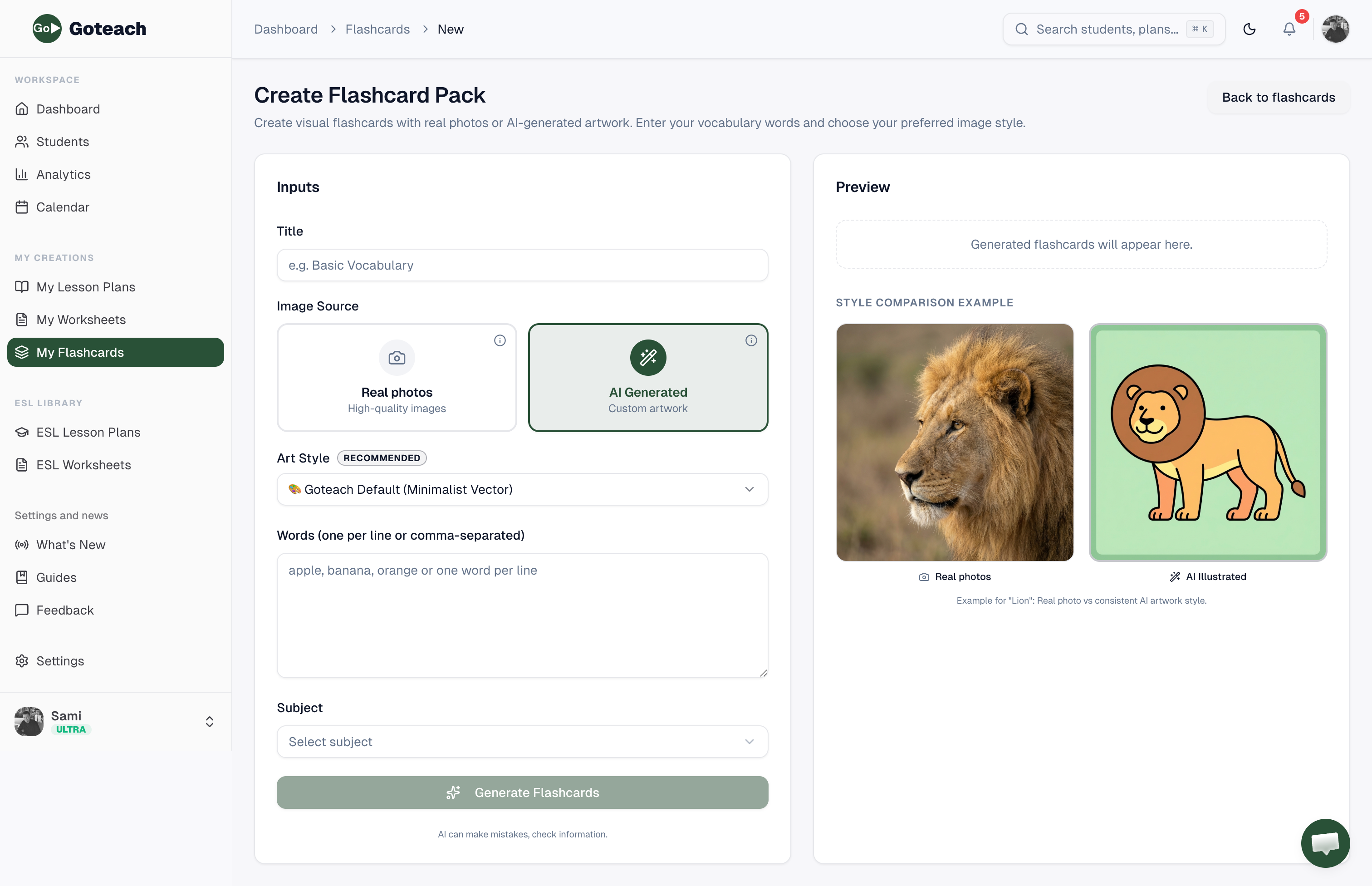 AI Flashcard Generator | Goteach